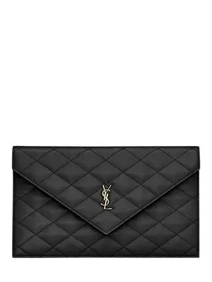 Saint Laurent Pouch In Grain De Poudre Leather - Black