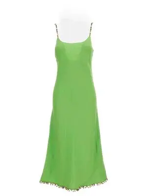 Polo Ralph Lauren Embellished Linen Midi Slip Dress - Green
