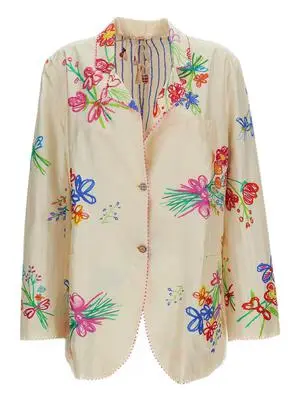 Pero Silk Floral Print Single-breasted Blazer - Multicolor