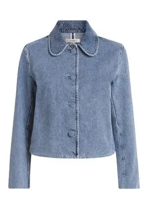 FRAME The Palm Cropped Denim Jacket - Blue
