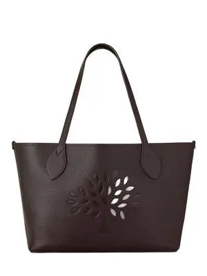 Mulberry Leather Tote Bag With Tree Motif - Black