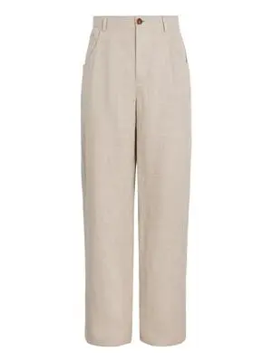 Séfr Arno Tailored Wide Leg Trousers - Beige