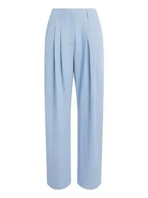 Nanushka Hettie Pleated Barrel-leg Linen Blend Trousers - Blue