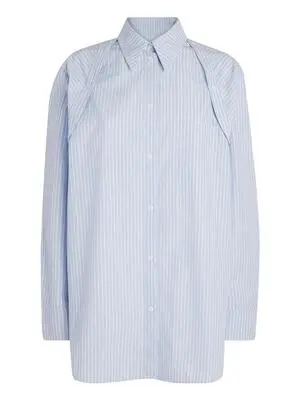 Nanushka Nananda Pinstripe Cotton Shirt - Blue