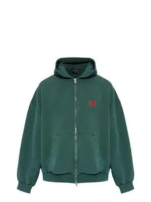 Balenciaga Zip-up Hoodie Dark Green And Red - Gray