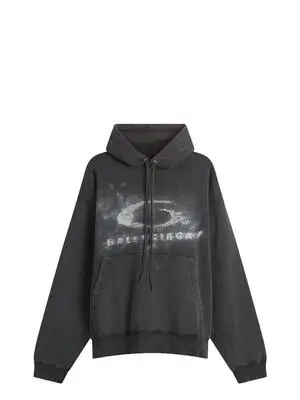Balenciaga Oversized Graphic Print Hoodie - Black