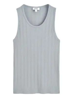 Cos Slim-fit Wide-rib Cotton Tank Top - Gray