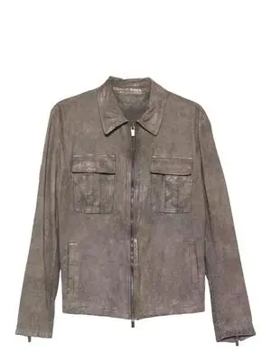 SALVATORE SANTORO Leather Zip-up Jacket - Grey