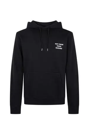 Drole De Monsieur Cotton Hoodie With Contrast Logo - Black