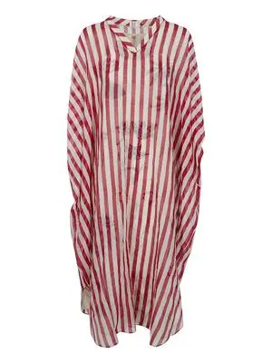 UPAVITA Kaftan Dress In Striped Cotton - Red