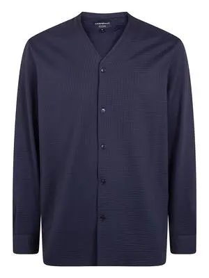 EMPORIO ARMANI SUSTAINABLE Emporio Armani Long Sleeve Textured Button-down Shirt - Blue