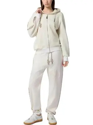 Philipp Plein Zip-up Hoodie With Crystal Embellishments - Neutrals