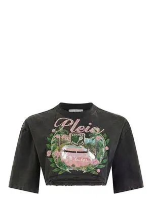 Philipp Plein Printed Crop Top - Black