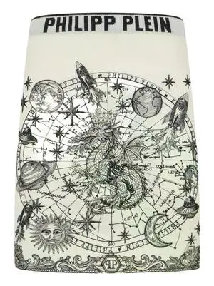 Philipp Plein Zodiac Print Knitted Mini Skirt - Neutrals