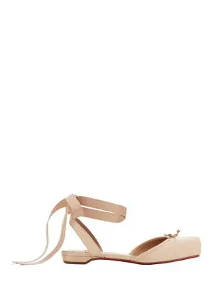 CHRISTIAN LOUBOUTIN Cassia Lace-up Satin Ballet Flats - Neutral