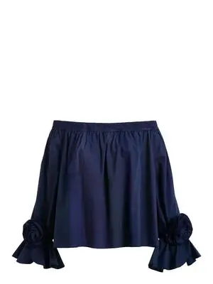 Essentiel Antwerp Off-shoulder Rosette Embellished Blouse - Blue