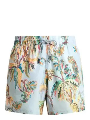 Etro Palm Tree-print Swim Shorts - Blue