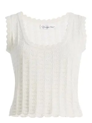 Oscar De La Renta Pointelle Knit Cotton-silk Tank Top - Ivory