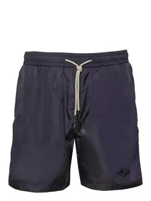LOW BRAND Drawstring Swim Shorts With Logo Patch - Blue