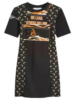 MARINE SERRE Graphic Print Crewneck Dress - Black