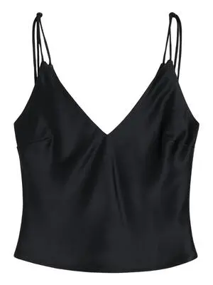 BY MALENE BIRGER By Malene Birger Pasca Satin Cropped Top With V-Neck