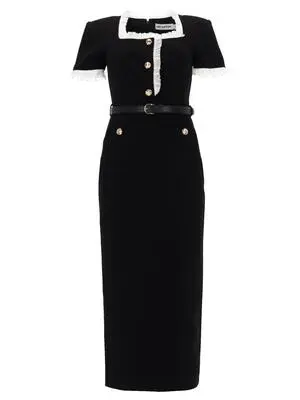 SELF-PORTRAIT Self-Portrait Midi Crepe Dress With Frill Detailing