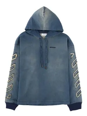 OFF-WHITE Off-White Denim Hoodie With Diagonal Detail