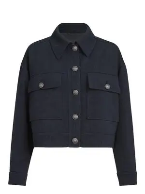 Brunello Cucinelli Wool Jacket With Monili Decoration - Blue