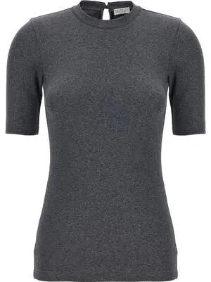 Brunello Cucinelli Ribbed Cotton Crewneck Sweater - Grey