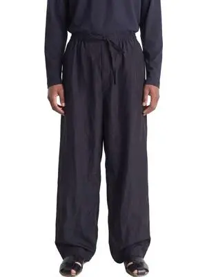 LEMAIRE Viscose Drawstring Wide Leg Trousers - Black