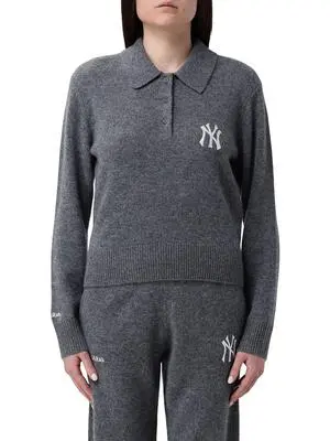 SPORTY & RICH New York Yankees" Logo Polo Shirt - Grey