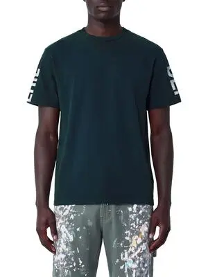 GALLERY DEPT. Cotton T-shirt With Contrast Logo Print On Chest And Back - Black