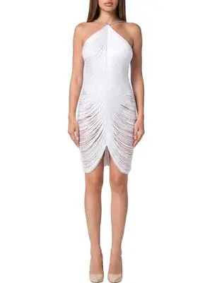 Philipp Plein Embellished Fringe Mini Dress - White