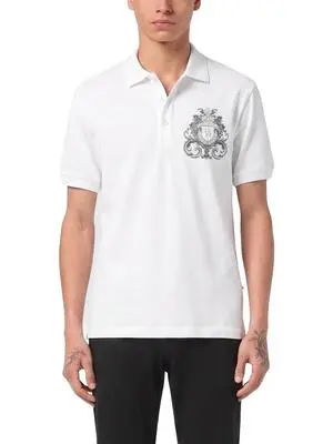 BILLIONAIRE Cotton Polo Shirt With Logo Emblem - White