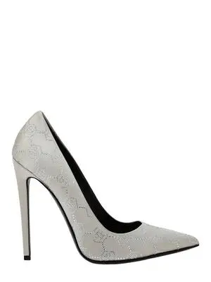 Philipp Plein Embellished Satin Stiletto Pumps - Beige