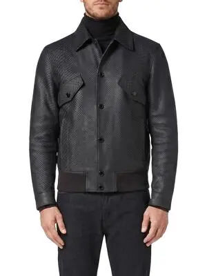 BILLIONAIRE Python Print Lambskin Bomber Jacket - Black
