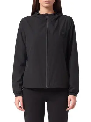 PLEIN SPORT Hooded Nylon Windbreaker Jacket - Black