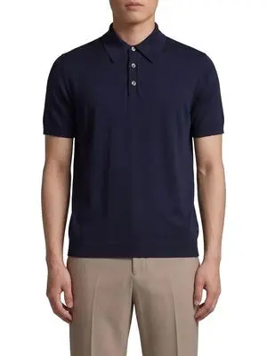 ROBERTO COLLINA Short-sleeved Cotton Polo Shirt With Three-button Placket - Blue