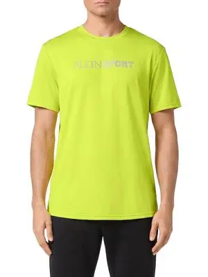 PLEIN SPORT Cotton T-shirt With Printed Logo - Yellow