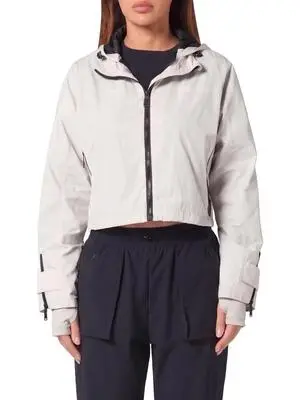 PLEIN SPORT Cropped Nylon Windbreaker Jacket - Grey
