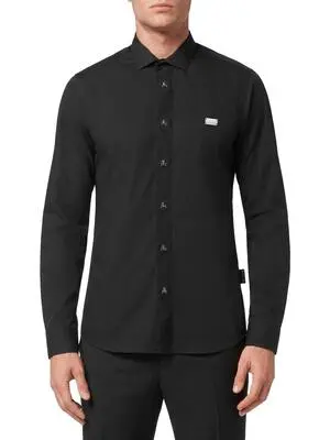 Philipp Plein Classic Cotton Poplin Shirt - Black