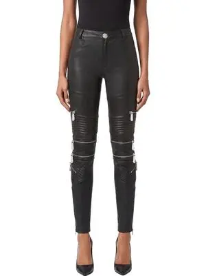 Philipp Plein Leather Pants - Black