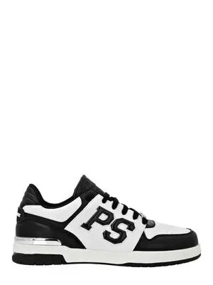 PLEIN SPORT Leather Lace-up Sneakers With Embossed Logo - Black