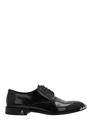Philipp Plein Polished Leather Derby Shoes - Black