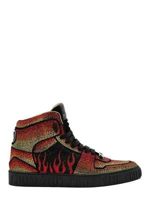 Philipp Plein Embellished Suede High Top Sneakers - Black