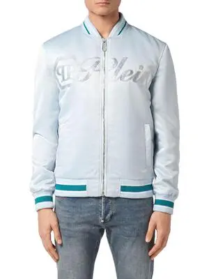 PHILIPP PLEIN Satin Bomber With Rhinestone Logo