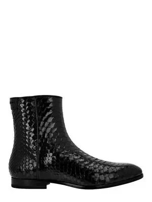 Philipp Plein Python Leather Ankle Boots - Black