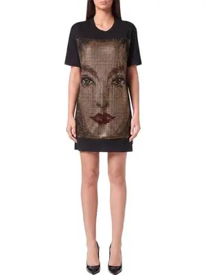 Philipp Plein Crystal Embellished Cotton T-shirt Dress - Black