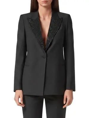 Philipp Plein Embellished Lapel Blazer - Black