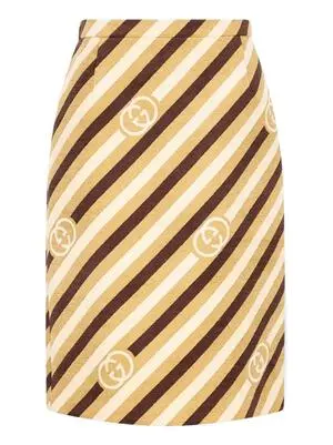 Gucci Diagonal Gg Velvet Skirt - Brown